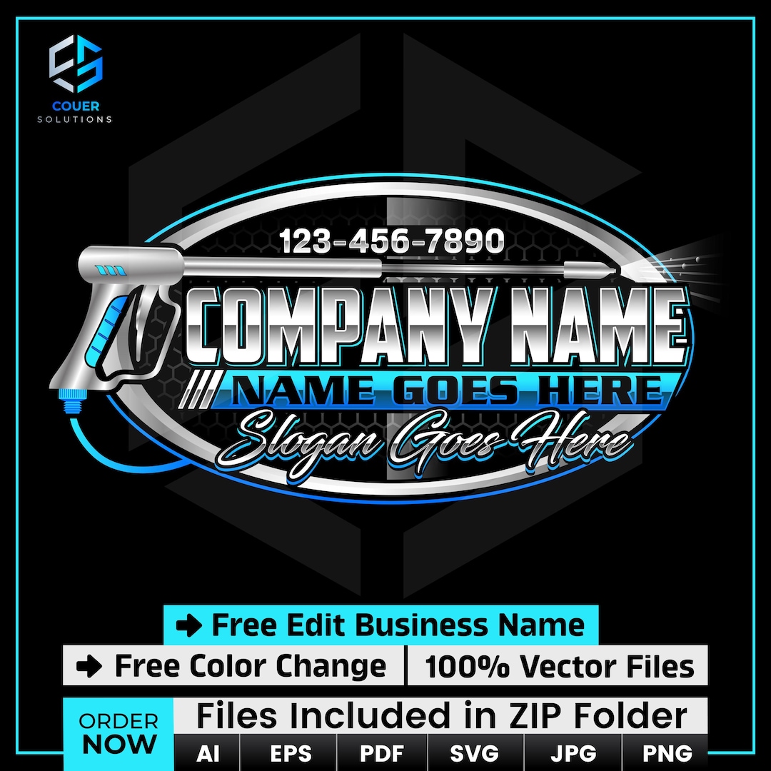 Pressure Washing Business Logo Design Template, Power Wash Business ...