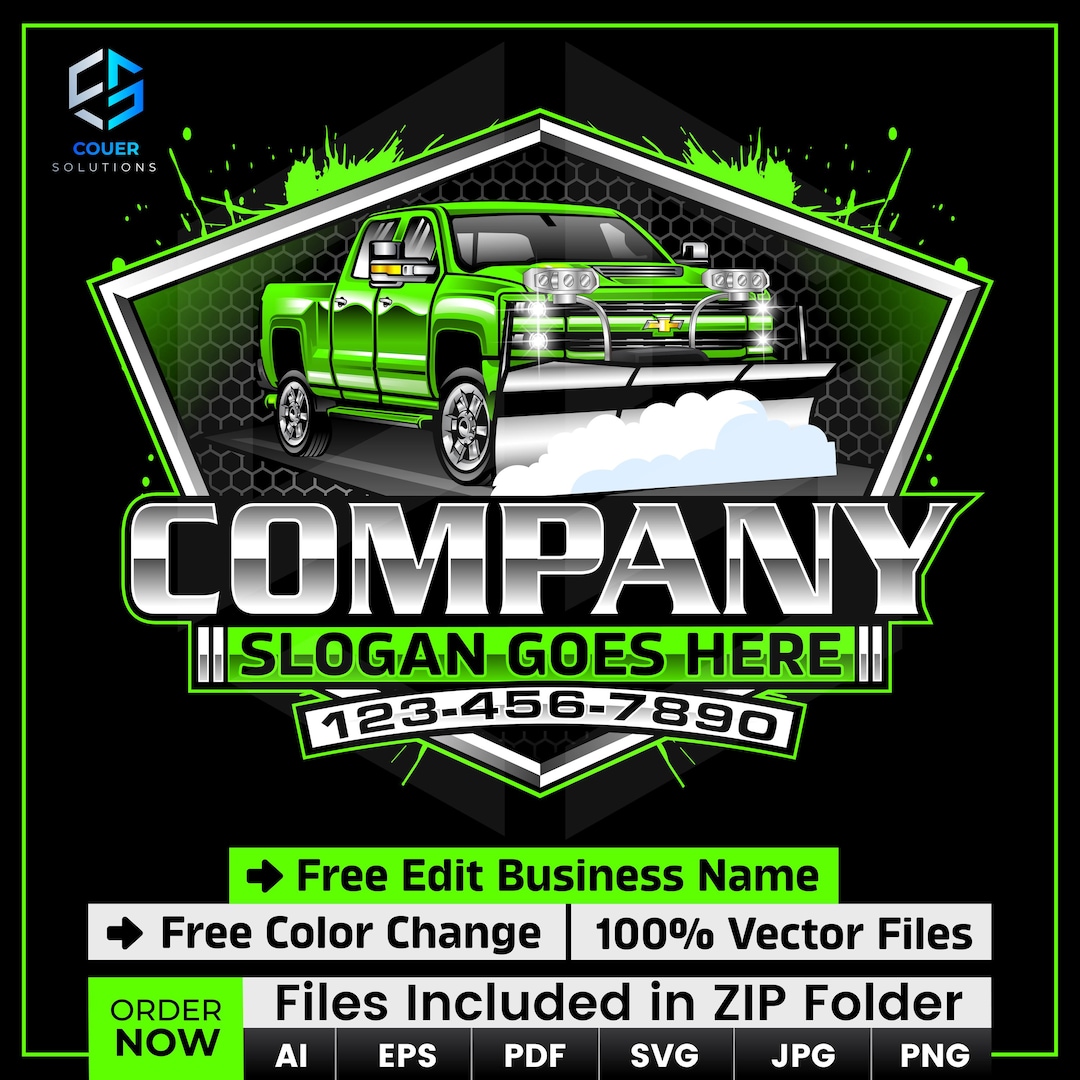 Snow Plow Truck Service Logo Design, Snow Removal Business Logo, Snow ...