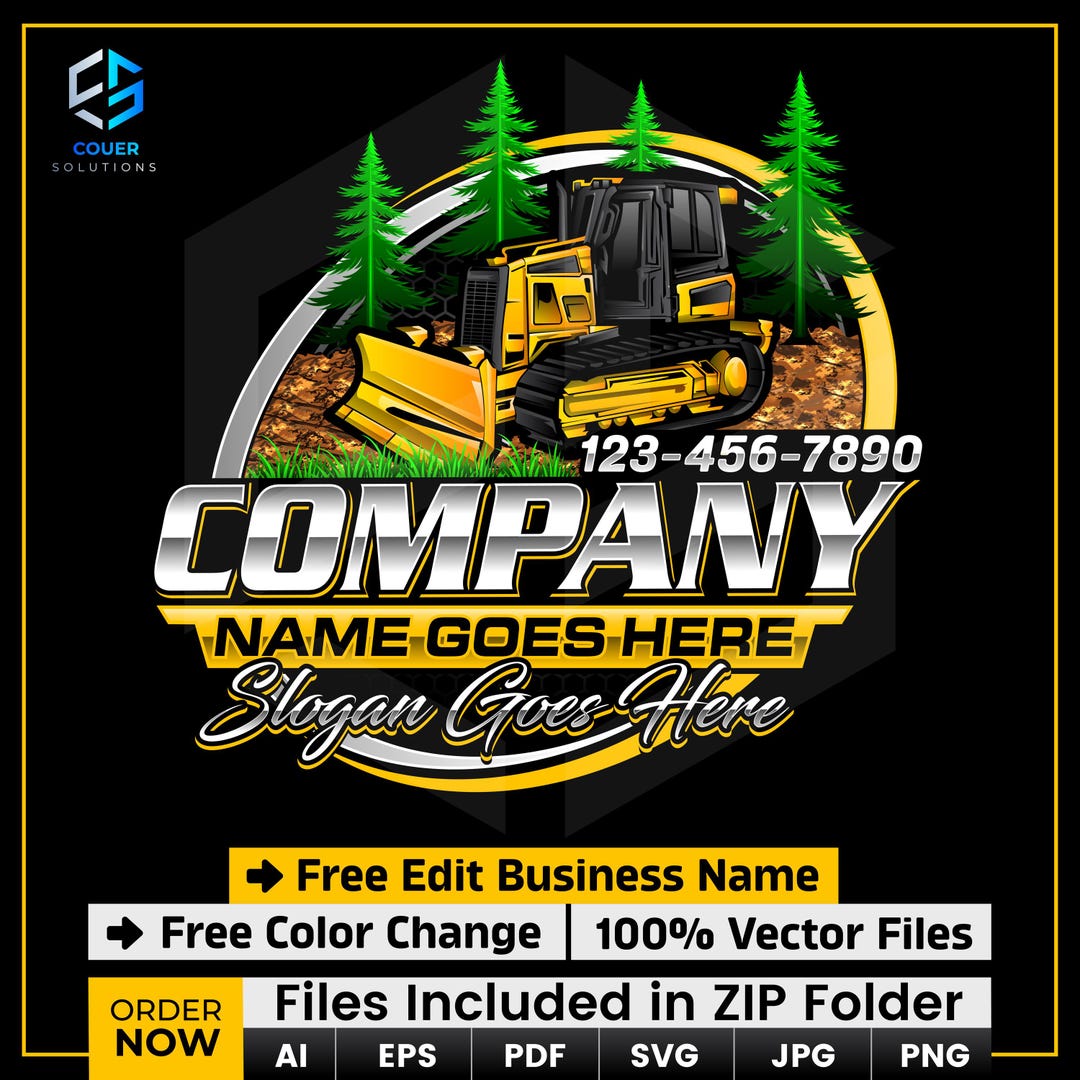 Bulldozer Logo Design Svg, Bulldozer Sticker, Excavator Logo ...