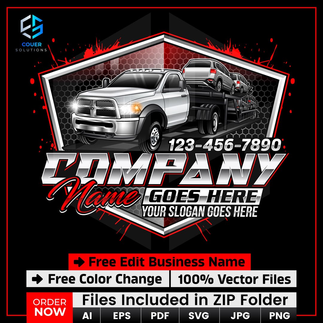 Car Hauler Logo, Auto Transport Logo, Tow Truck Logo, Trucking Logo ...