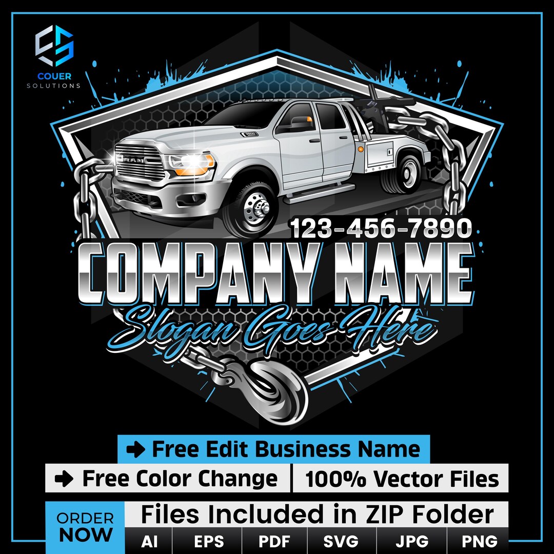 Personalized Towing Business Logo Design, Tow Truck Logo, Tow Car Logo ...