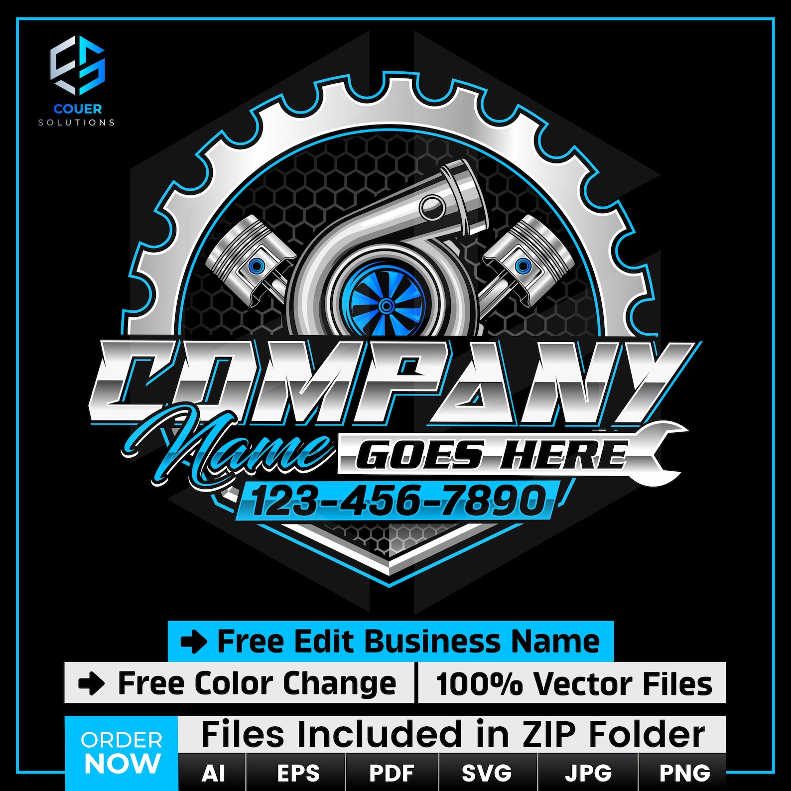 Auto Repair Logo Design, Mechanic Turbo Logo, Automotive Logo ...
