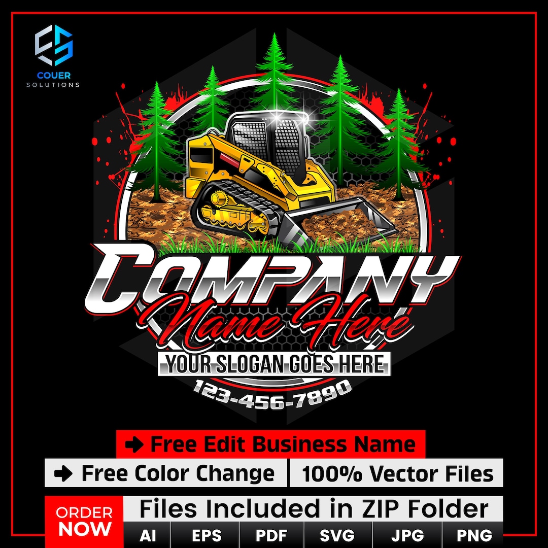 Skid Steer Loader Logo Design, Skid Steer Logo Vector, Skid Steer Logo Svg, Excavator Logo ...