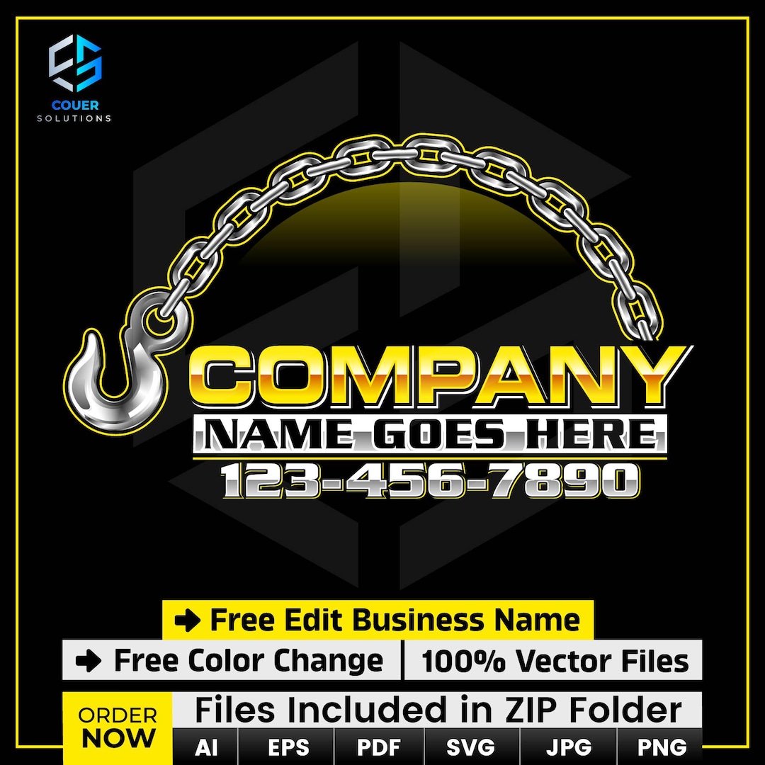 Towing Company Logo, Tow Truck Design, Custom Towing Logo, Tow Service ...