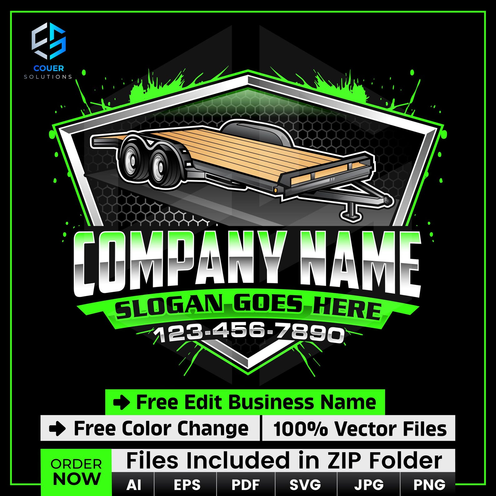 Logo for Trailer Rental Business, Dump Trailer Logo, Truck Trailer Logo ...