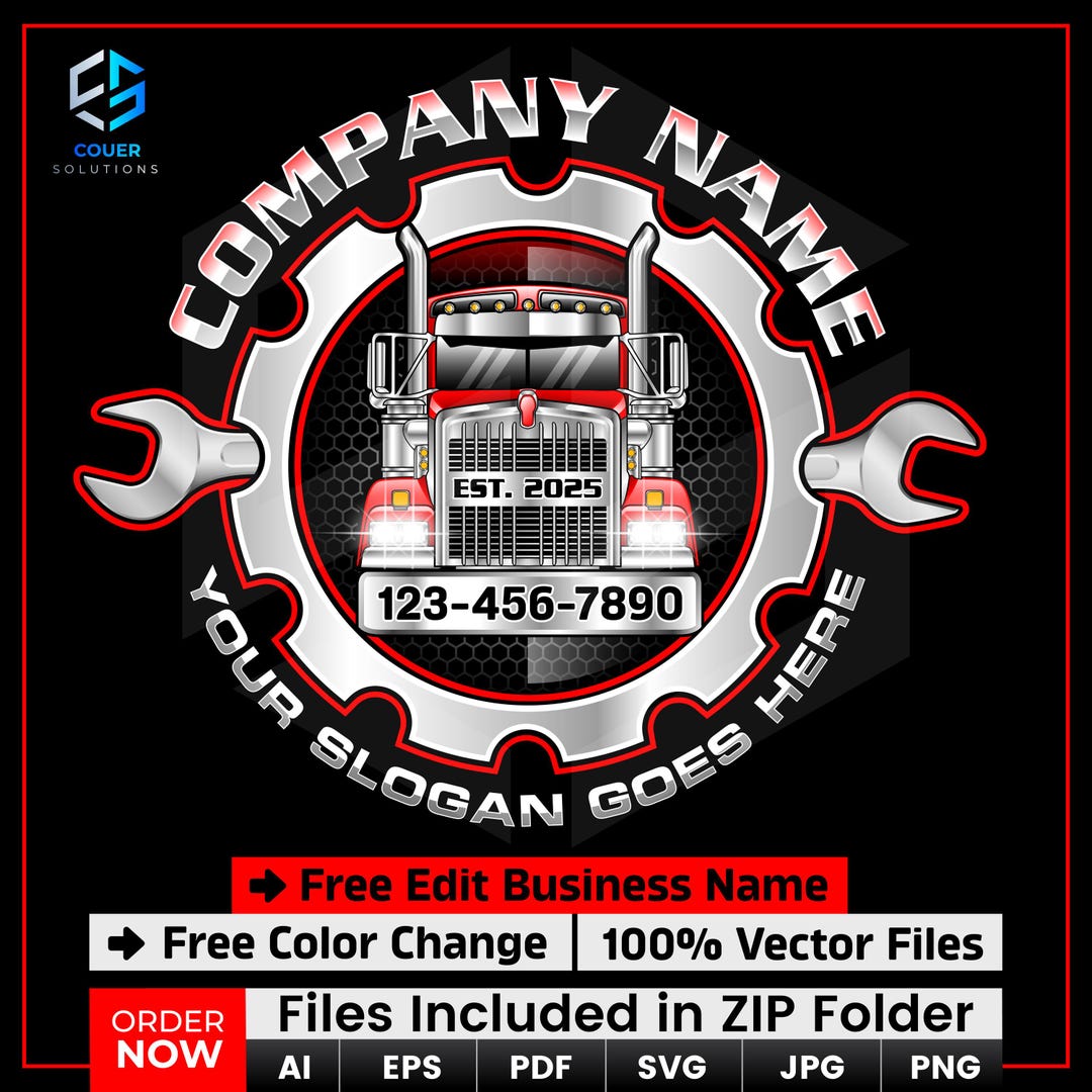 Truck Repair Logo, Delivery Truck Logo, Garage Logo, Automotive Logo ...