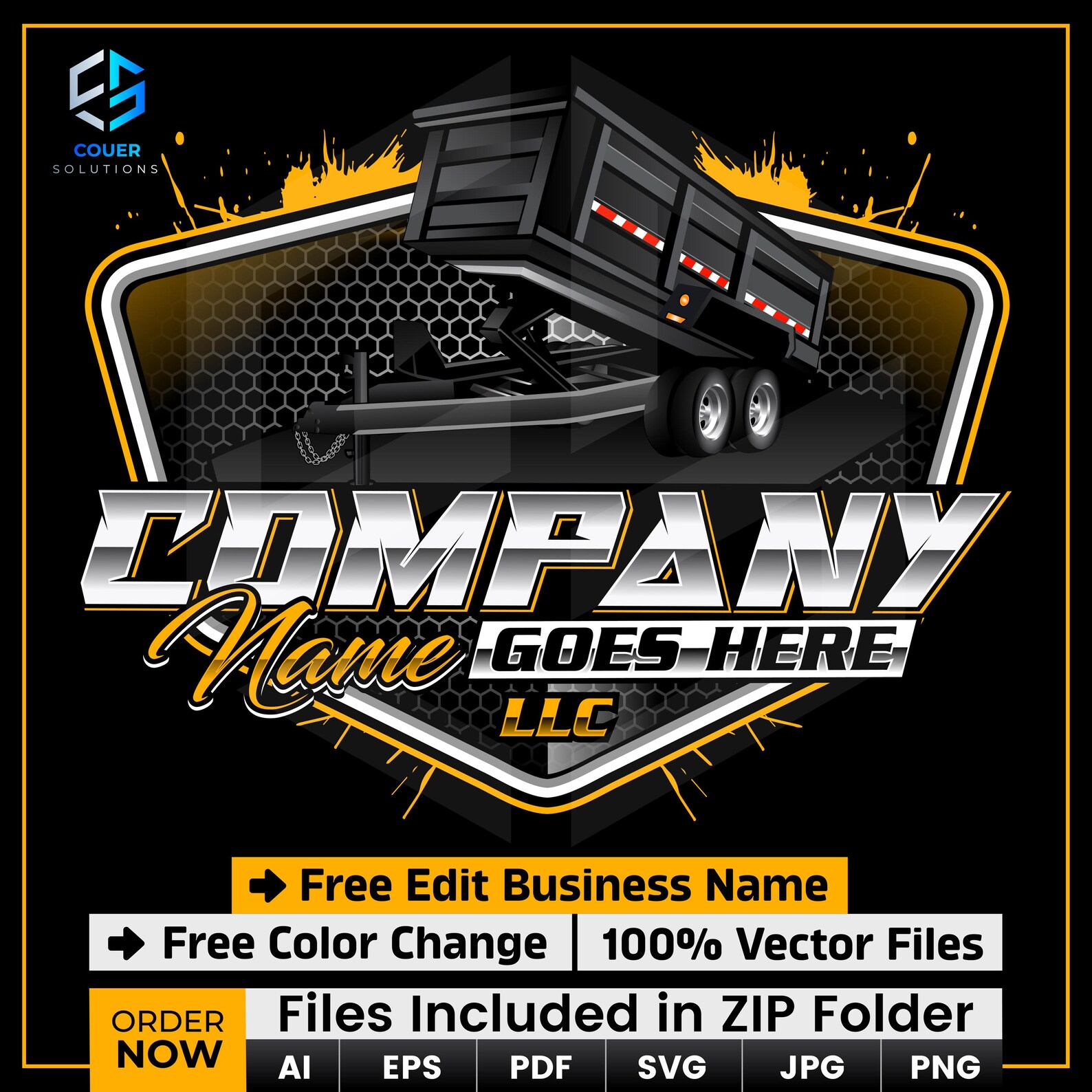 Dump Trailer Logo Design, Gooseneck Dumpster Trailer Logo, Dump Trailer ...