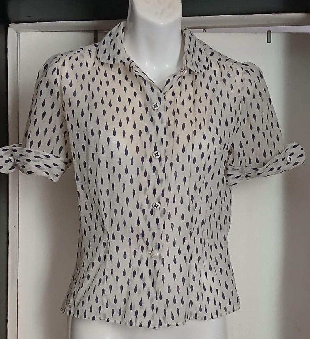 Sweet 50s Vintage Sheer Nylon Teardrop Blouse Size Xtra Small - Etsy