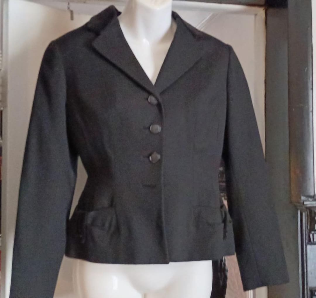 Vintage 40s 50s Hourglass Figure Flattering Black Blazer With Pocket ...