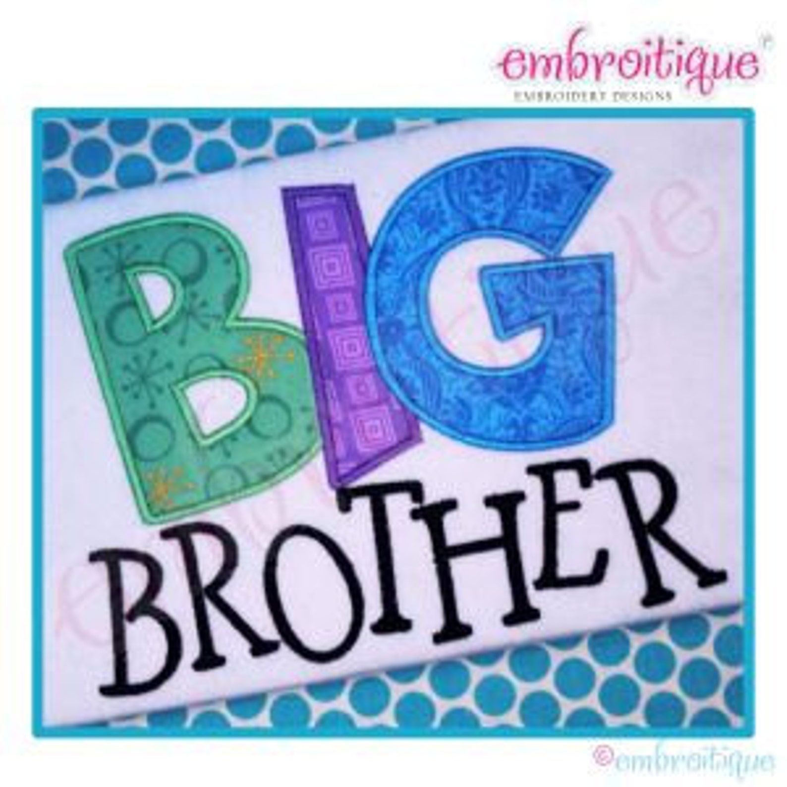 Big Brother Block Applique - Large- Instant Email Delivery Download ...