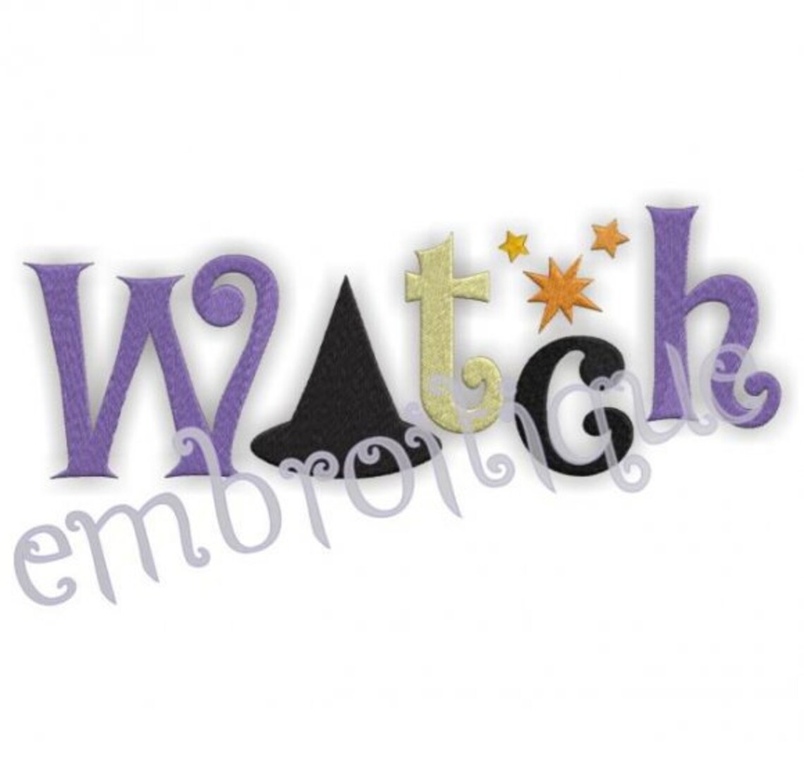 Halloween Witch Word Art Fill Stitch Outline and Applique - Etsy