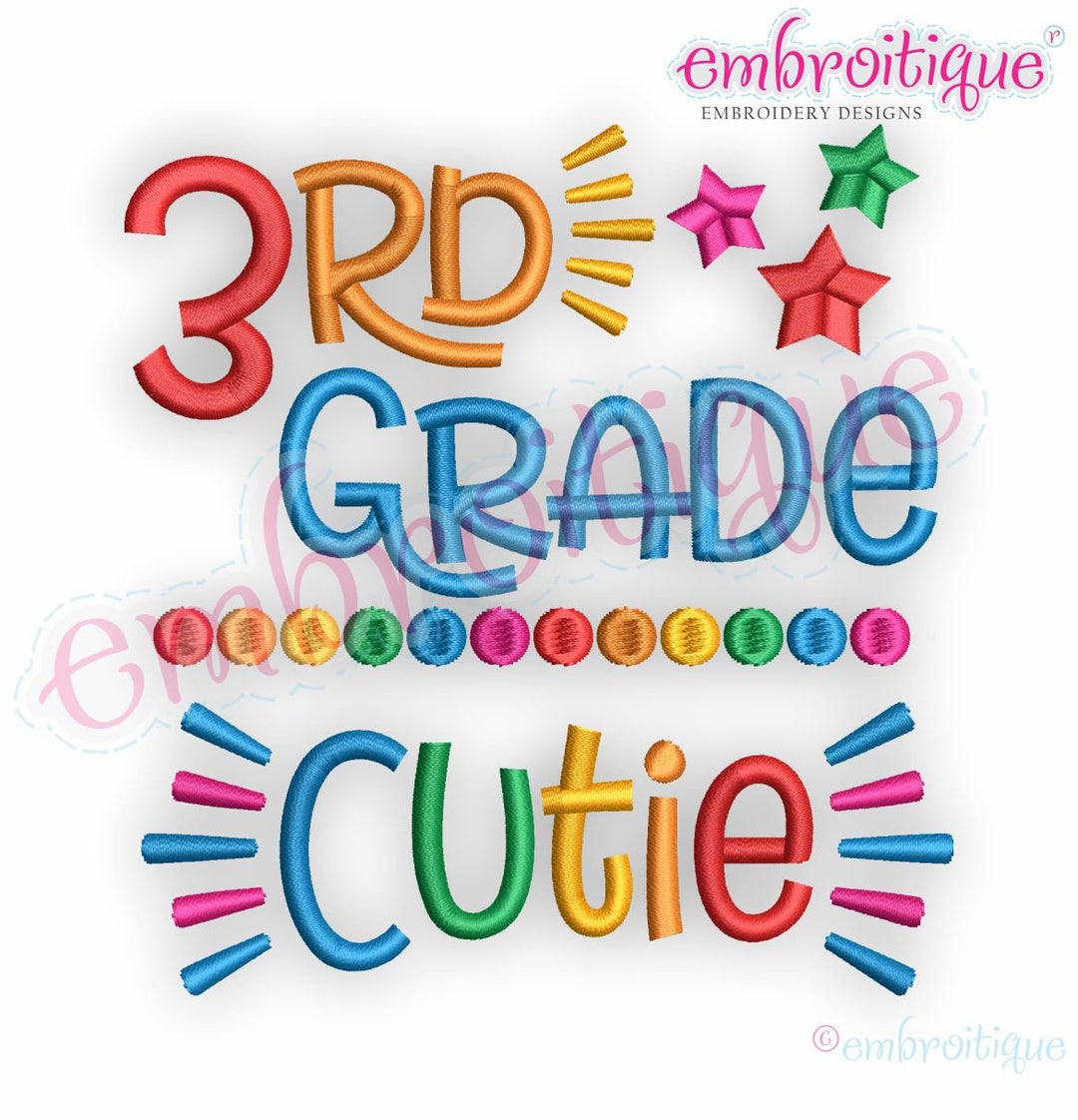 3rd Grade Cutie - Back to School Design for Girls - Digital Machine ...