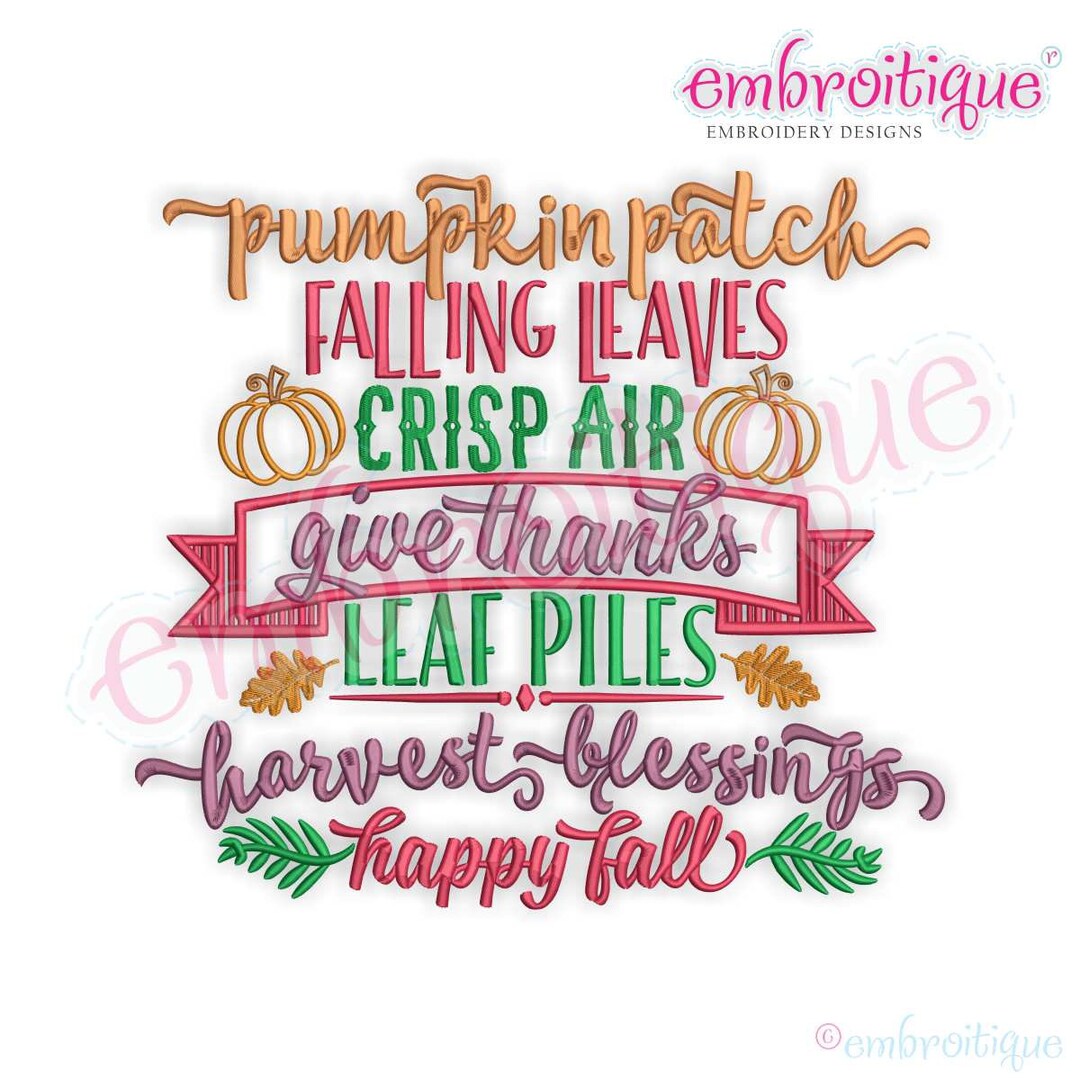 Pumpkin Patch Leaves Are Falling Word Art Block- Classic Fall Word ...