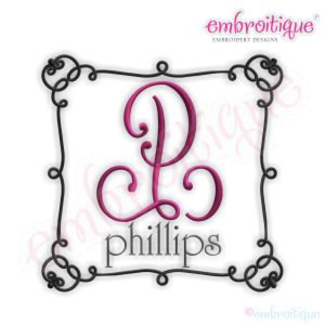 Phillips Monogram Font Frame- Instant Email Delivery Download Machine ...