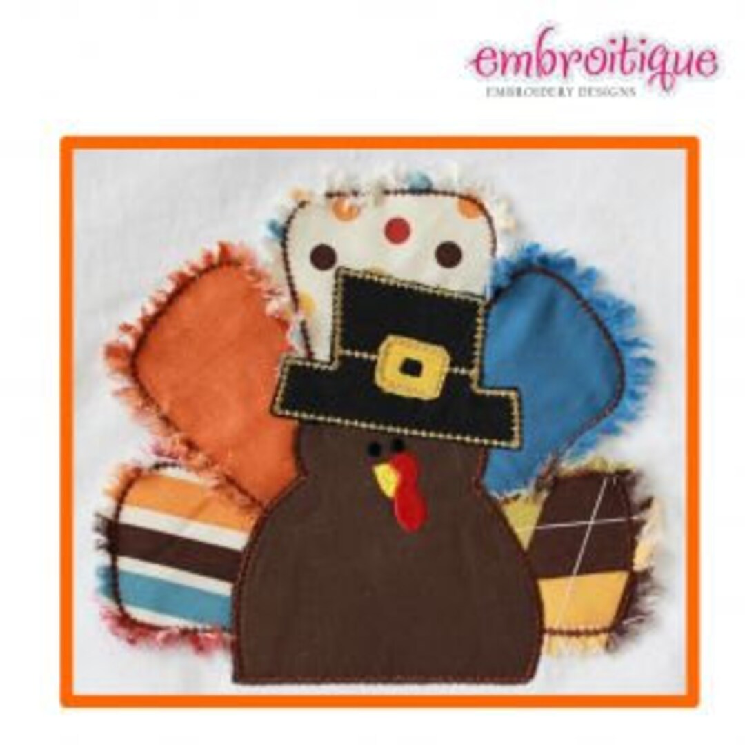 Tommy Turkey Thanksgiving Applique - Satin and Raw Edge - Great Boy ...