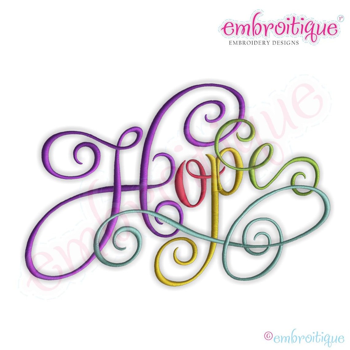 Hope Calligraphy Script Embroidery Design Small Instant - Etsy