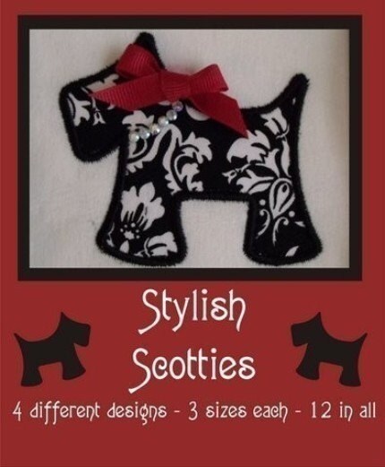 Stylish Scotties Design Set- Instant Email Delivery Download Machine ...