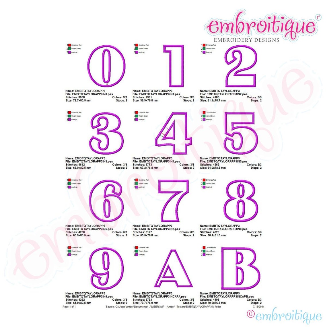 Taylor Applique Monogram Set Machine Embroidery Font | Etsy