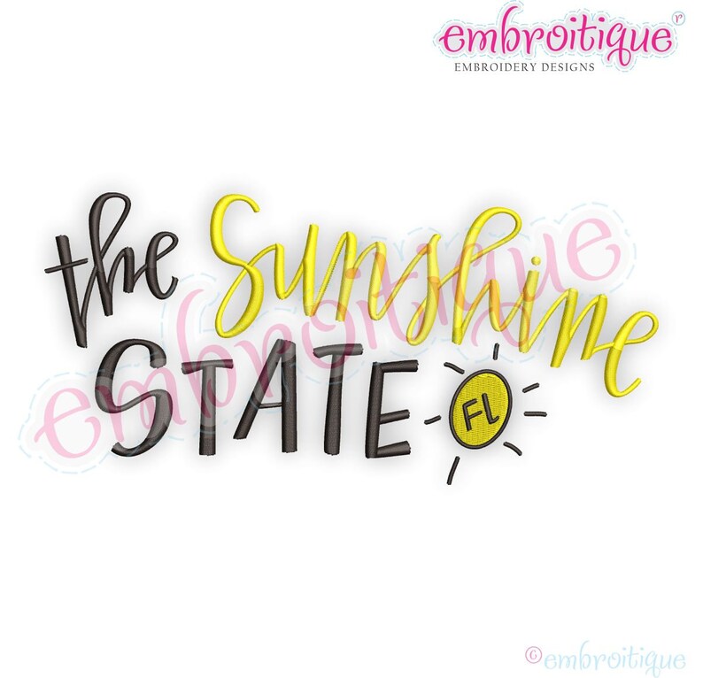 The Sunshine State FL - Florida - Digital Machine Embroidery File ...