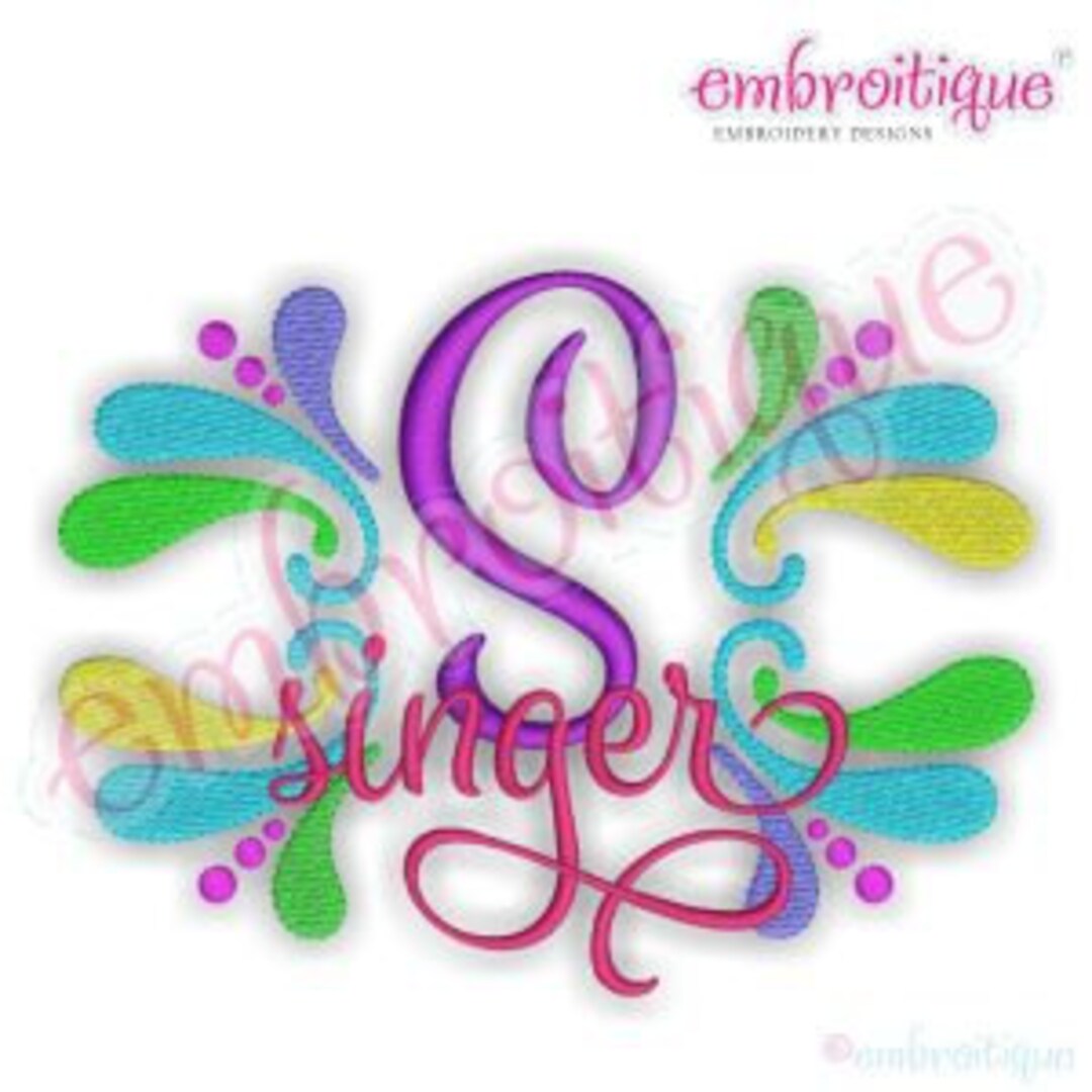 Singer Monogram Font Frame- Instant Email Delivery Download Machine ...