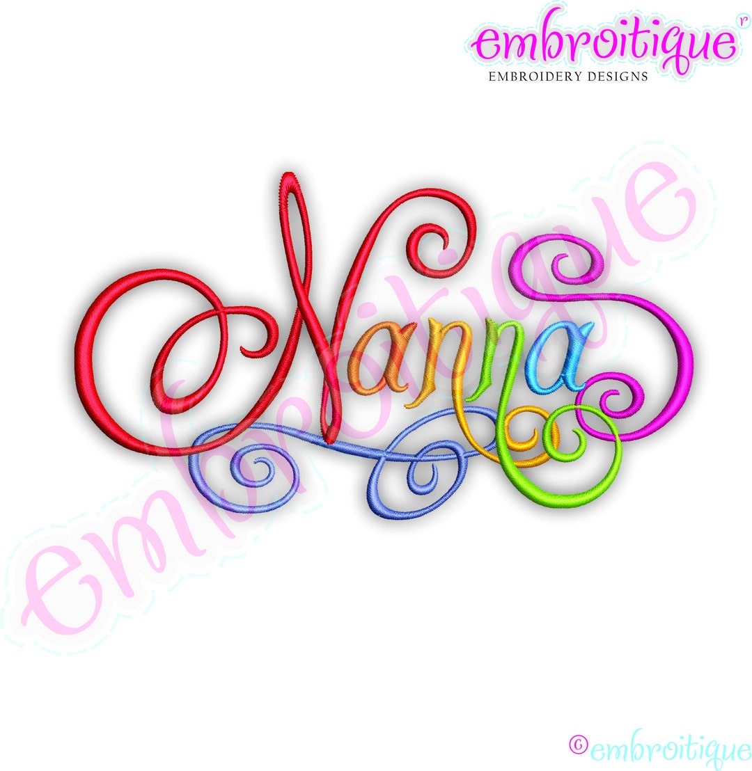 Nanna Calligraphy Script 3 Grandparent Machine Embroidery Design ...