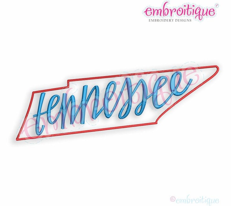 Tennessee State Shape Hand Lettered - Digital Machine Embroidery File ...