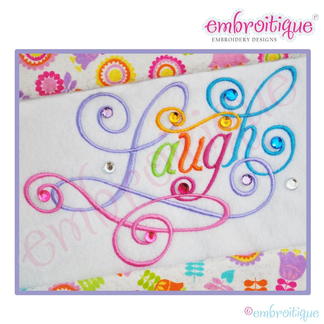 Laugh Calligraphy Script Embroidery Design - Large- Instant Email ...