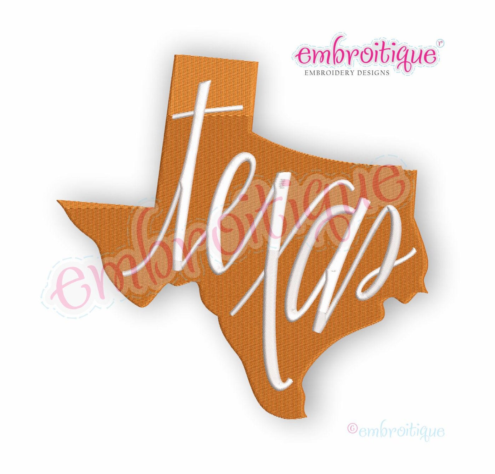 Texas State Shape With Hand Lettering Fill Stitch Digital | Etsy
