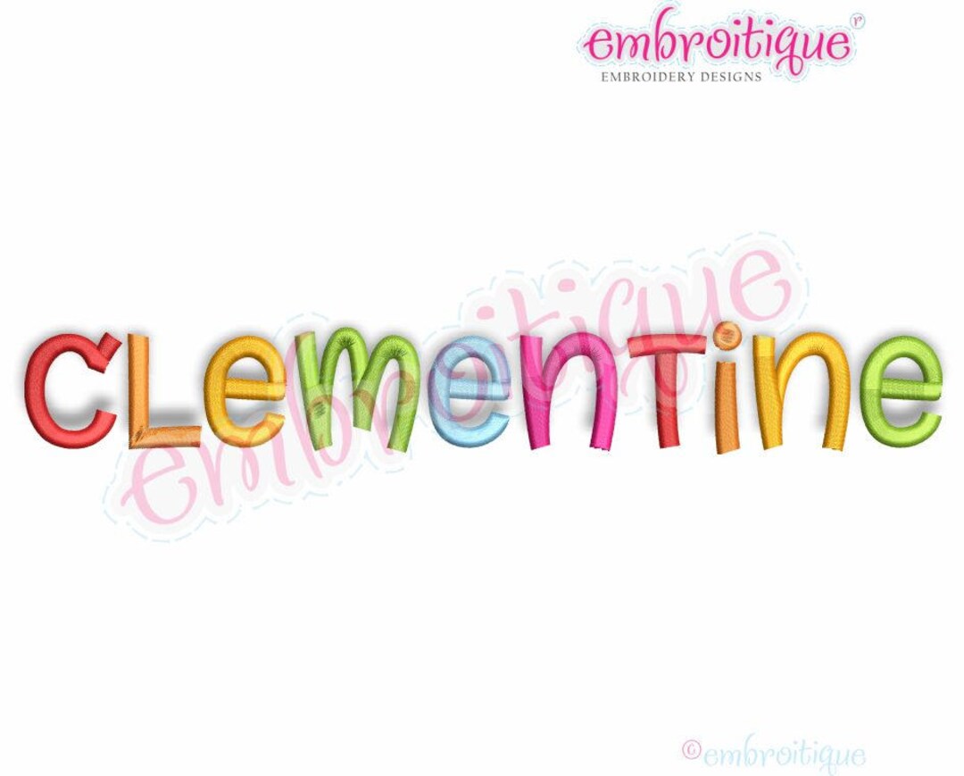 Clementine Set 1 Monogram Font - Digital Machine Embroidery File - BX ...