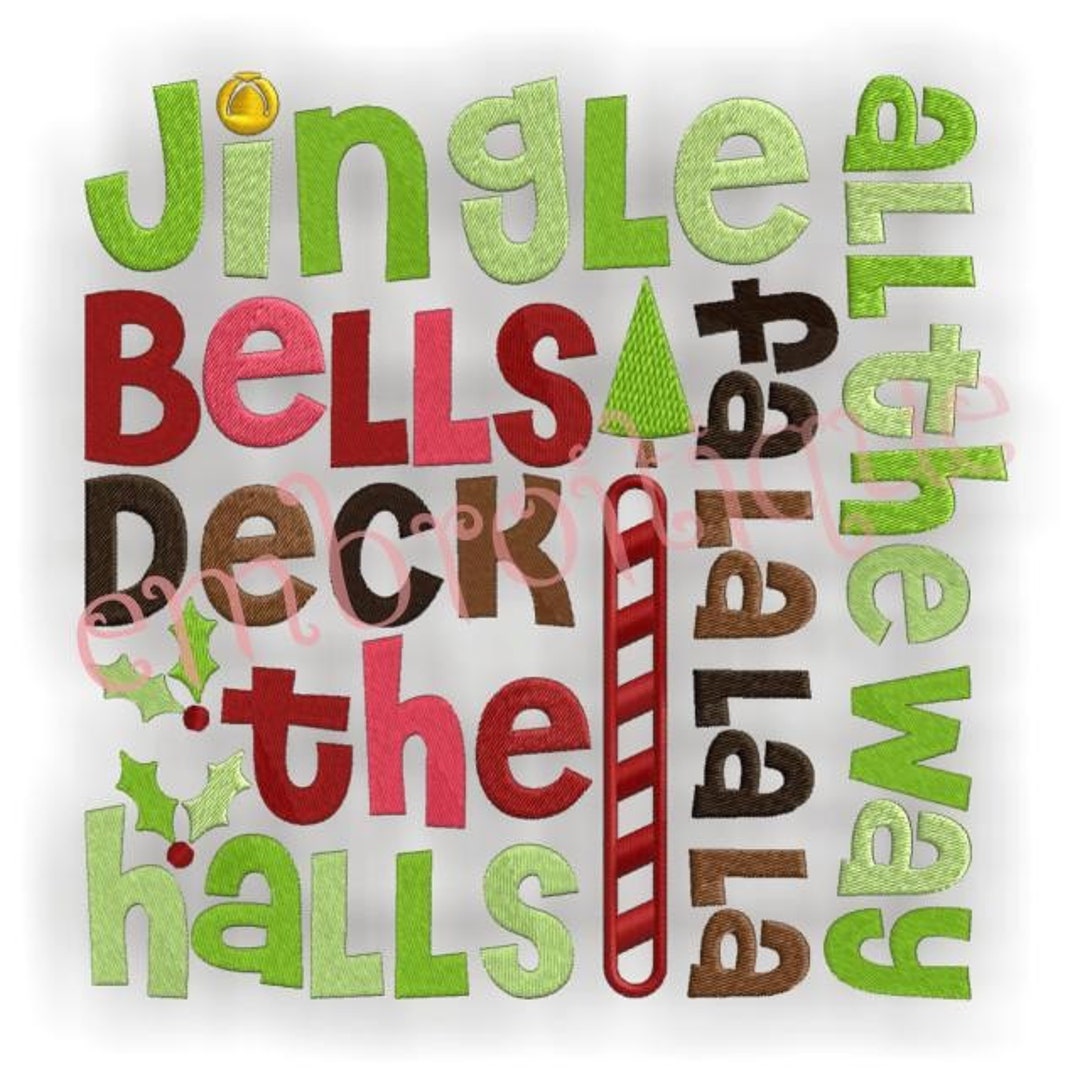 Jingle Bells Deck the Halls Word Block- Instant Email Delivery Download ...