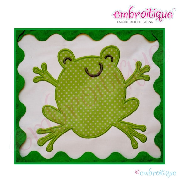 Frog Applique Large Instant Email Delivery Download Machine | Etsy