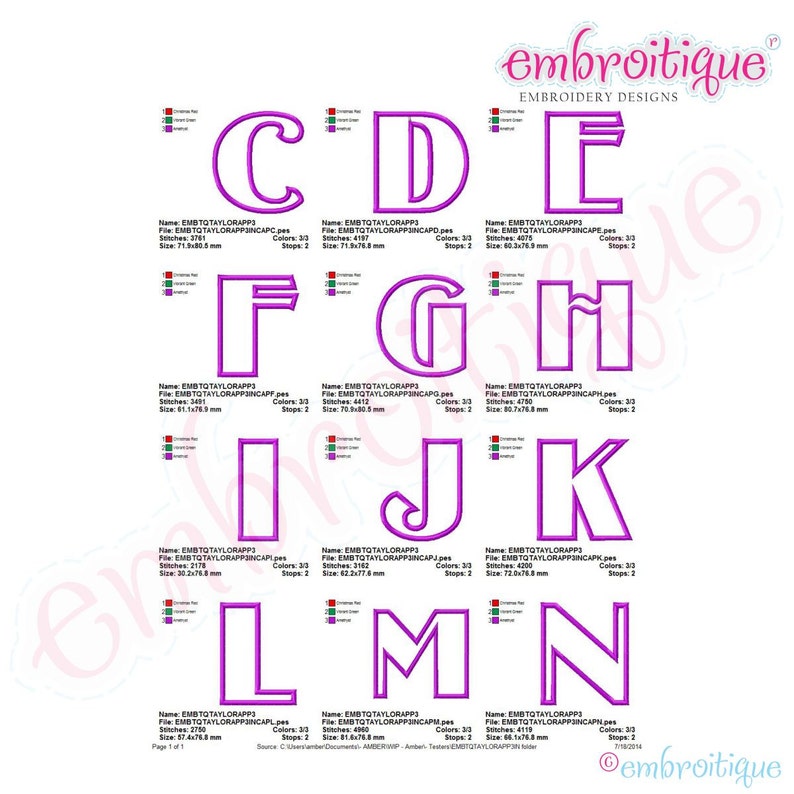 Taylor Applique Monogram Set Machine Embroidery Font | Etsy