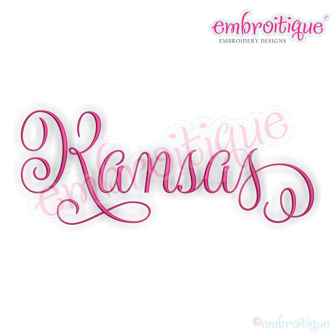 Kansas Calligraphy Fancy Script 3 - Instant Download Machine Embroidery ...