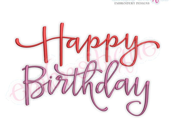 Happy Birthday Script Instant Download Machine Embroidery - Etsy