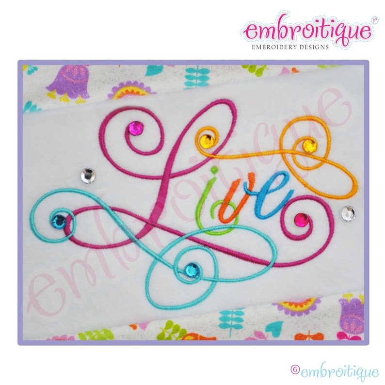 Live Calligraphy Script Embroidery Design - Small- Instant Download ...