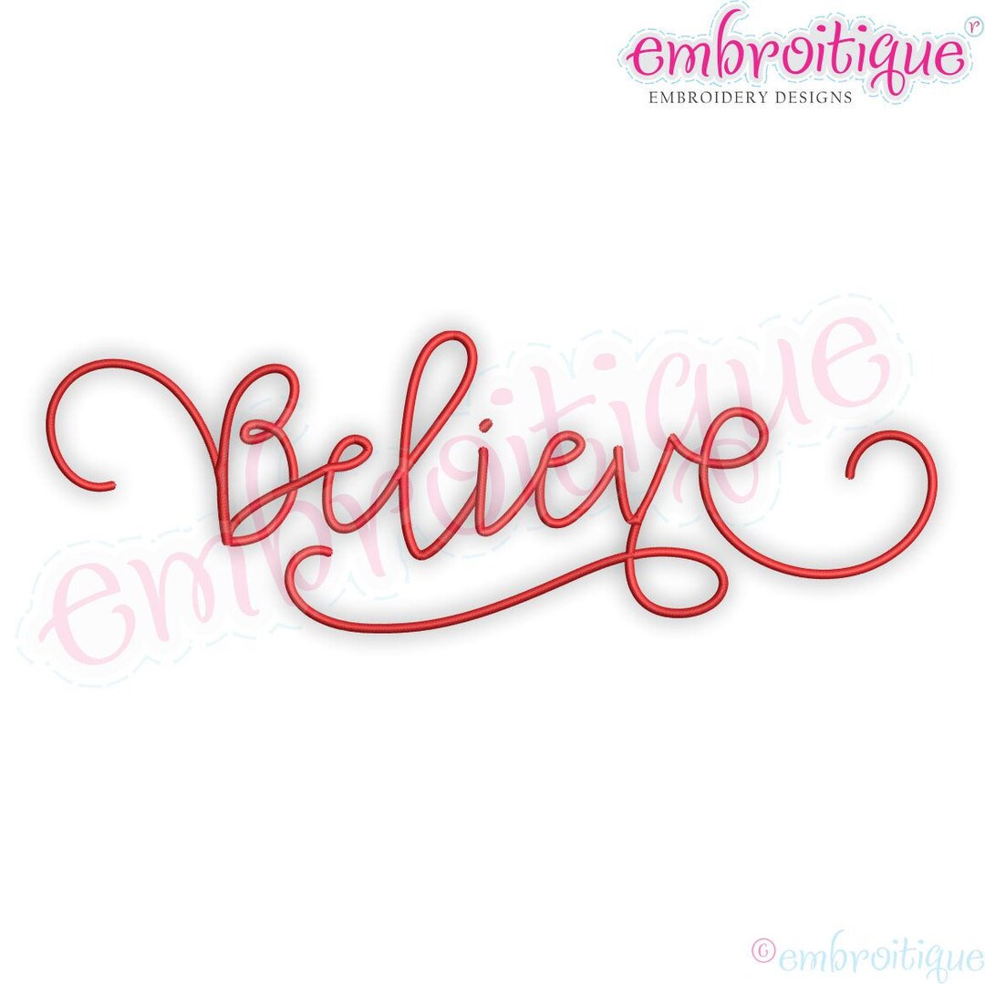 Believe Thin Fancy Swash Christmas Calligraphy Hand Lettered Holiday ...