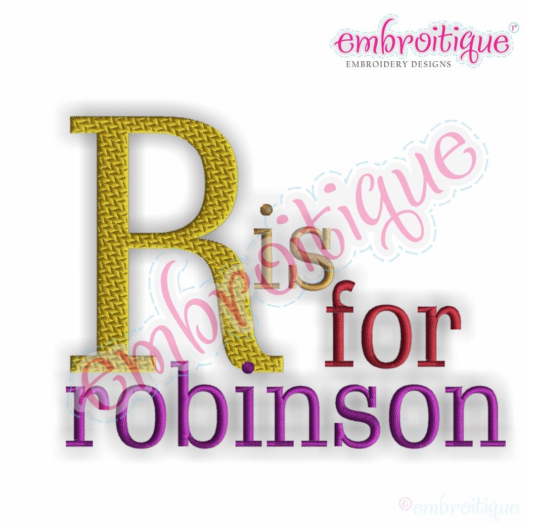 Robinson Monogram Font Set - Small- Machine Embroidery Font Alphabet ...