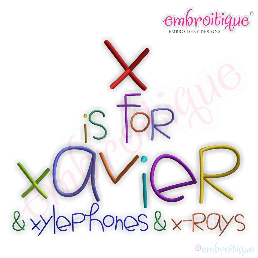 Xavier Monogram Font Set- Machine Embroidery Font Alphabet Letters ...