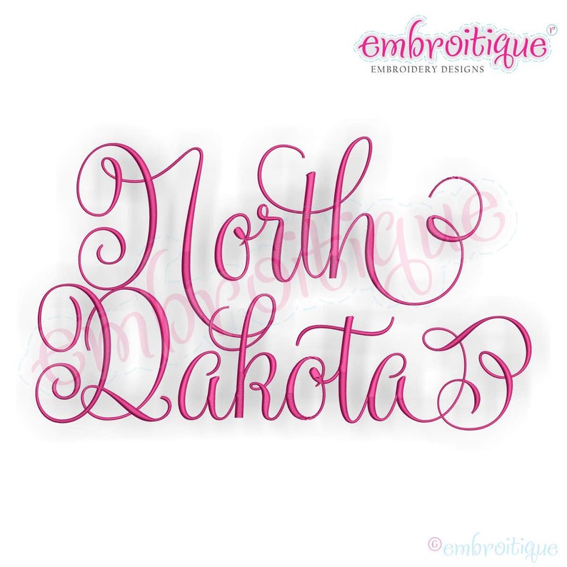 North Dakota Calligraphy Fancy Script 3 Instant Download - Etsy