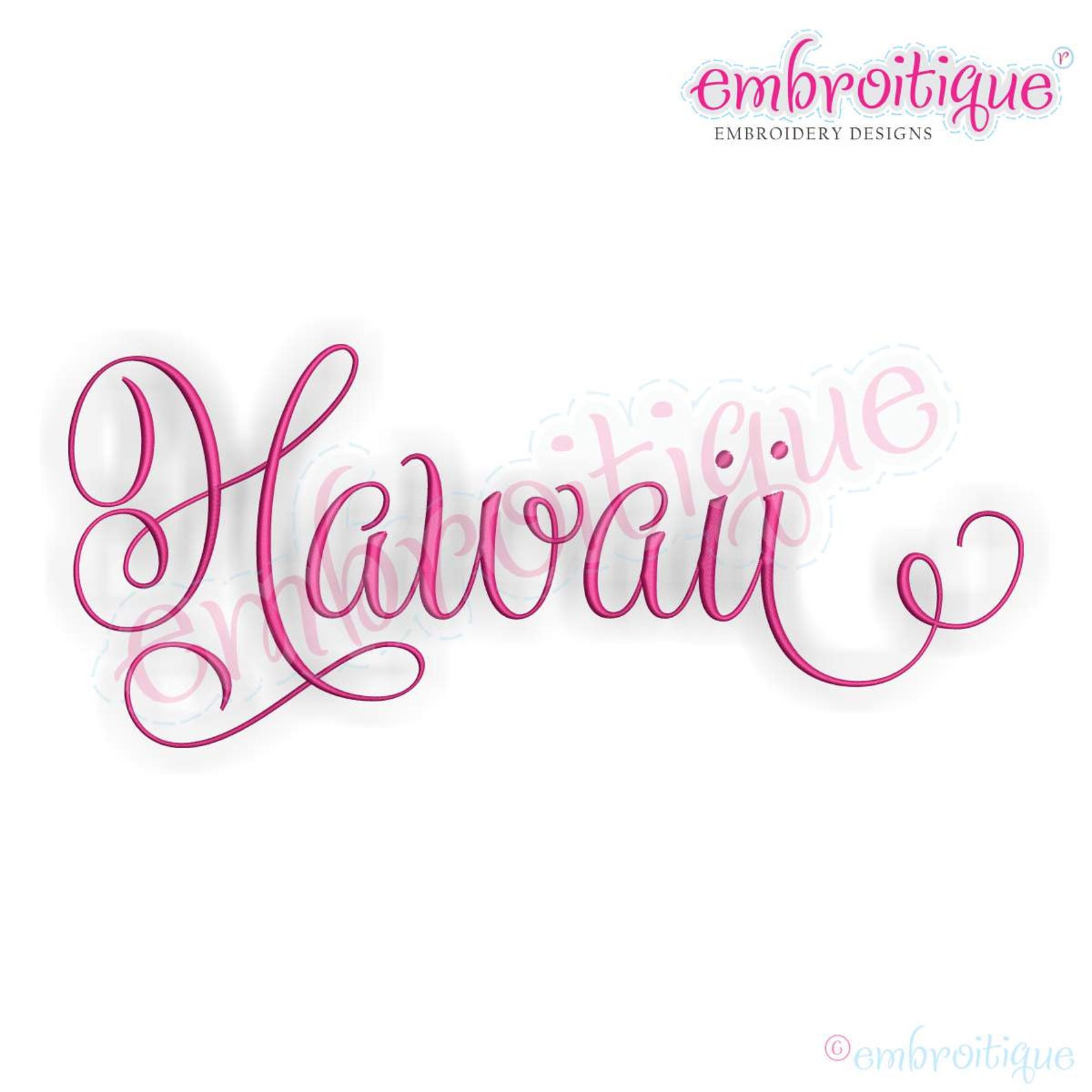 Hawaii Calligraphy Fancy Script 3 - Instant Download Machine Embroidery ...