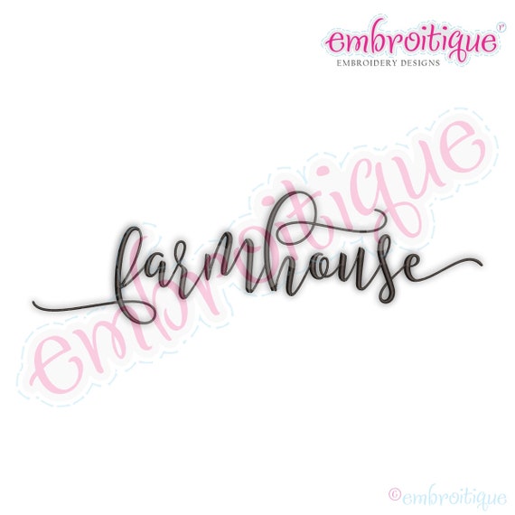 Farmhouse Word Single Design in Calligraphy Script Instant | Etsy