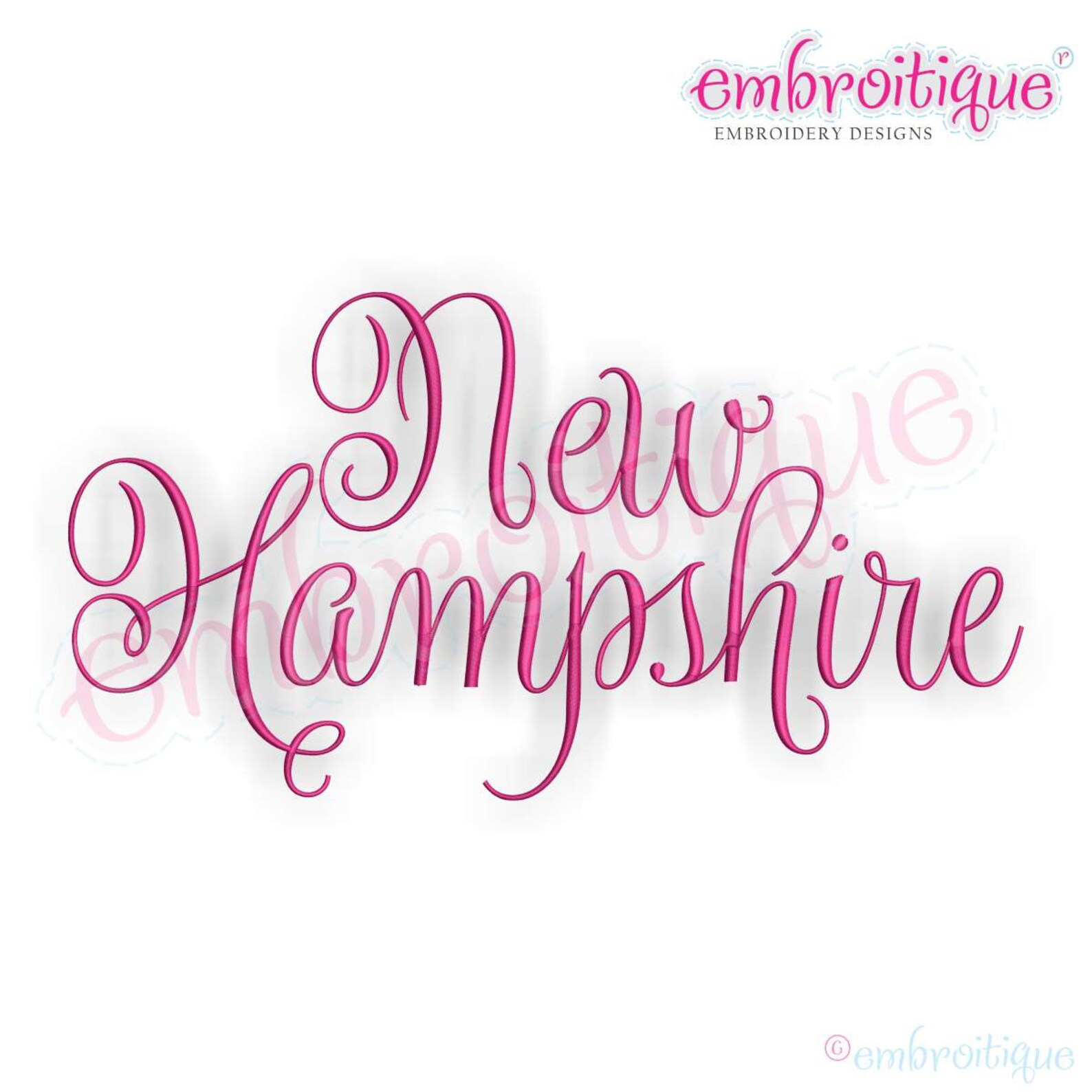 Embroitique New Hampshire Calligraphy Fancy Script USA United - Etsy