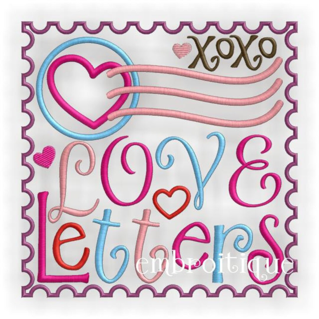Love Letter Stamp Embroidery Design Valentine's Day - Perfect Design ...