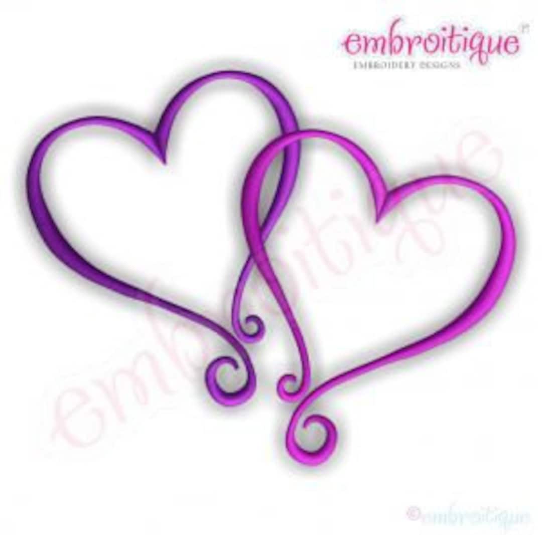 Curly Heart Double Embroidery Design- Instant Email Delivery Download ...