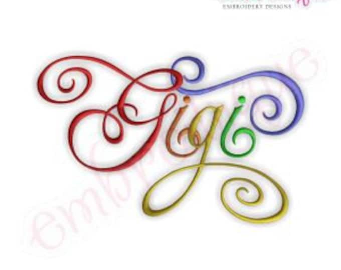Gigi Calligraphy Script 2 Embroidery Design Instant Email - Etsy