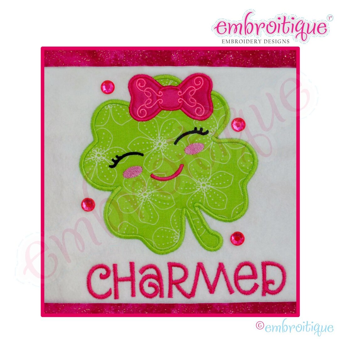 Happy Shamrock With Bow & Charmed Lettering - Adorable Irish St ...