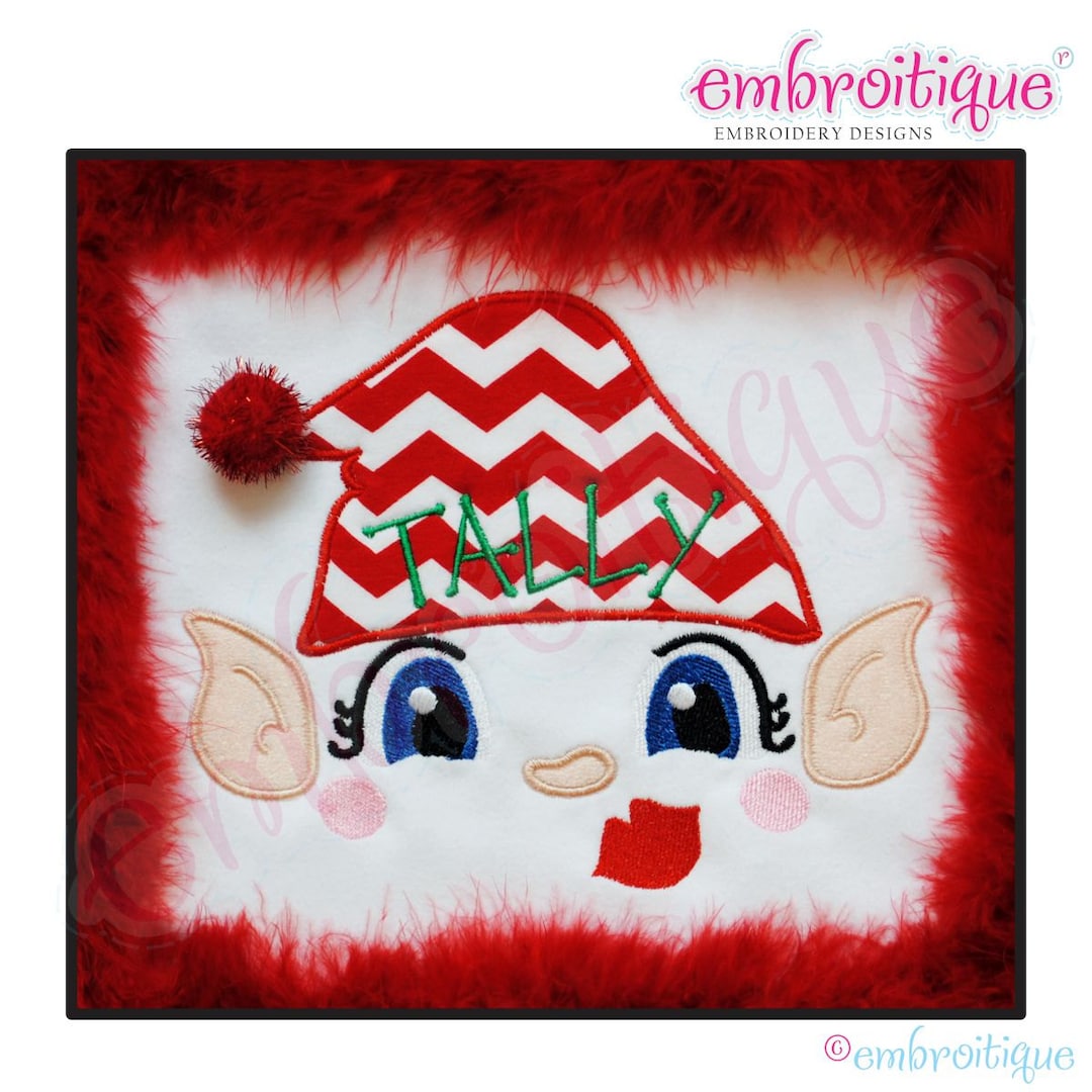 Elf Face 3 Applique - Small- Instant Download -digital Machine ...