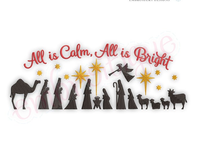 All is Calm All is Bright Manger Holiday christmas Machine - Etsy