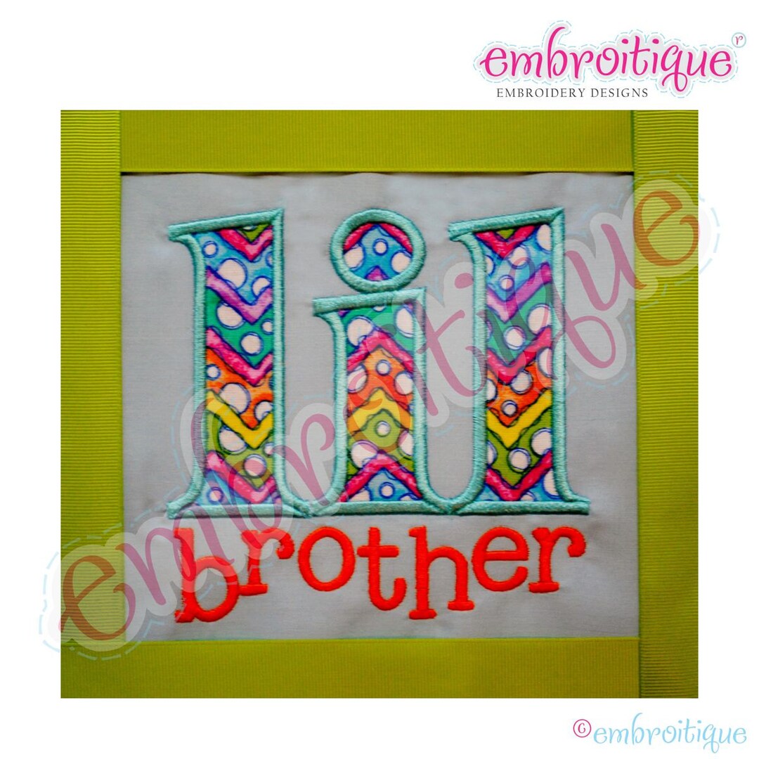 Lil Brother Applique- Instant Download -digital Machine Embroidery ...