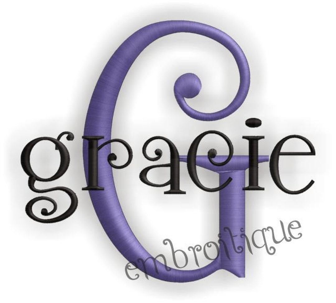 Gracie Embroidery Monogram Font Alphabet Letters Set- Cute and Curly ...
